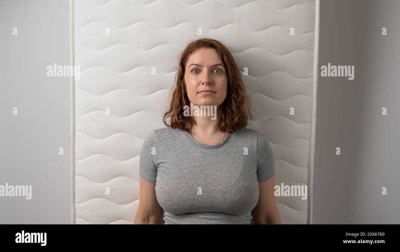 Top view of Caucasian woman suffering from insomnia Stock Photo - Alamy