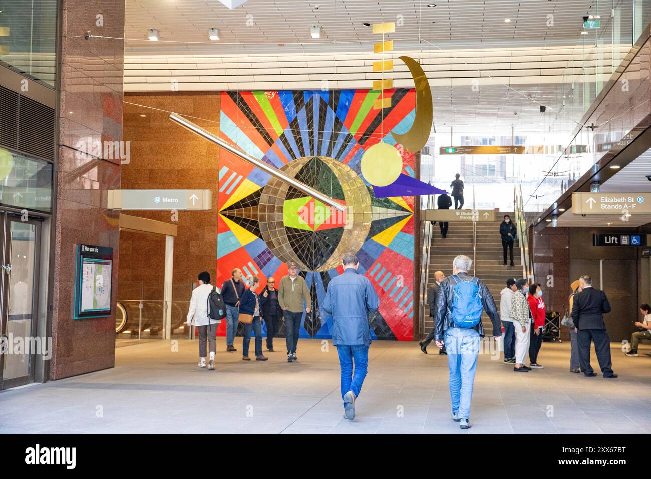 Sydney Metro station at Martin Place in Sydney city centre with art ...
