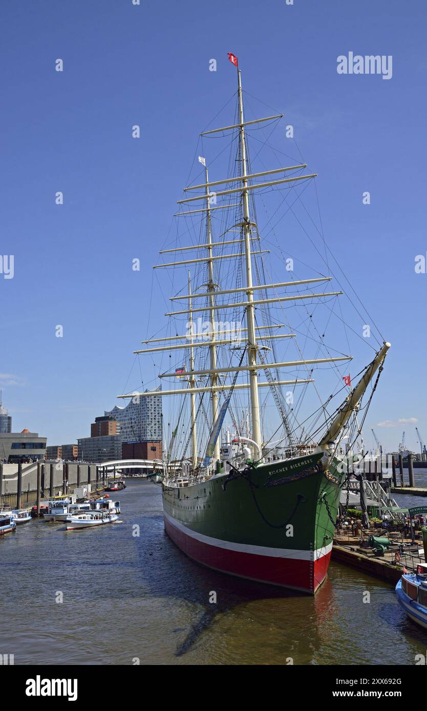 Europe, Germany, Hamburg, Elbe, harbour, Rickmer Rickmers, museum ship ...