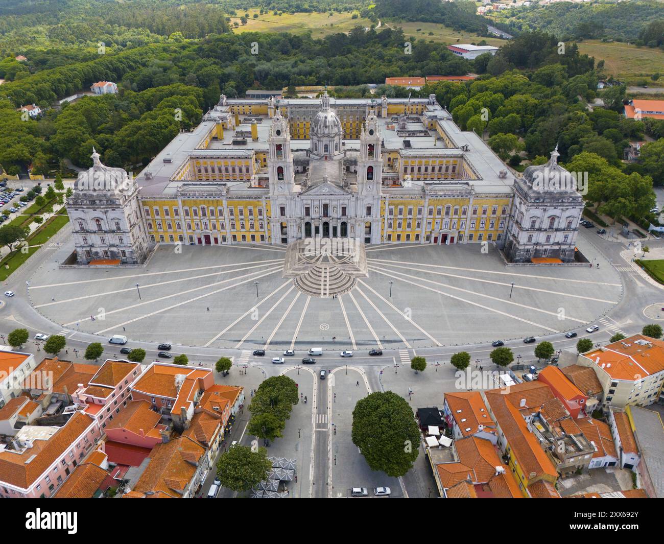 Historical palace captured in impressive symmetry as an aerial view ...