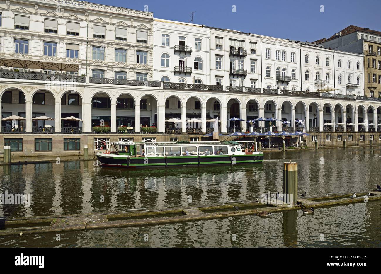 Europe, Germany, Hamburg, City, Alster Arcades, Alsterfleet, barge ...