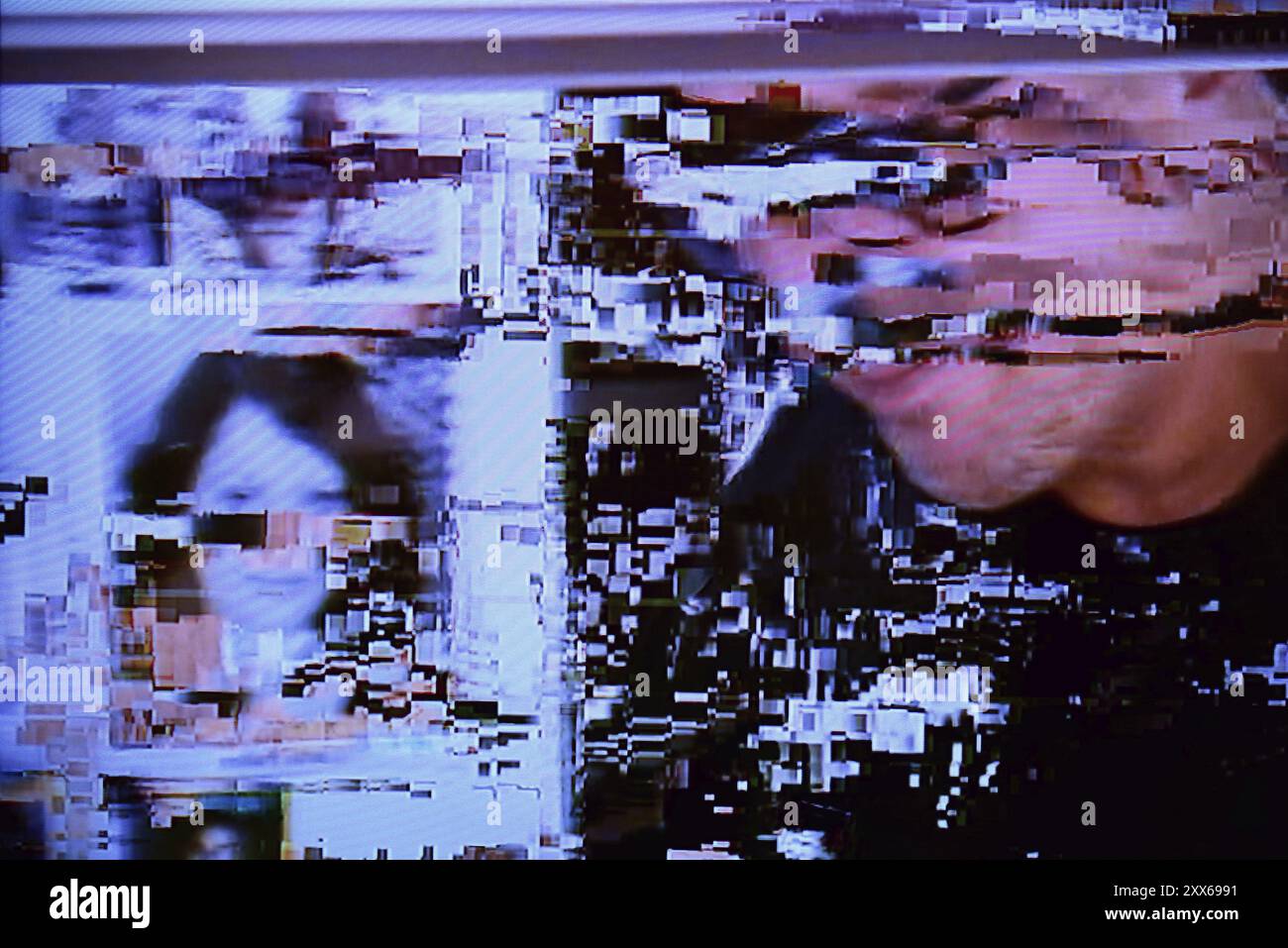TV picture interference, pixels due to reception interference Stock ...