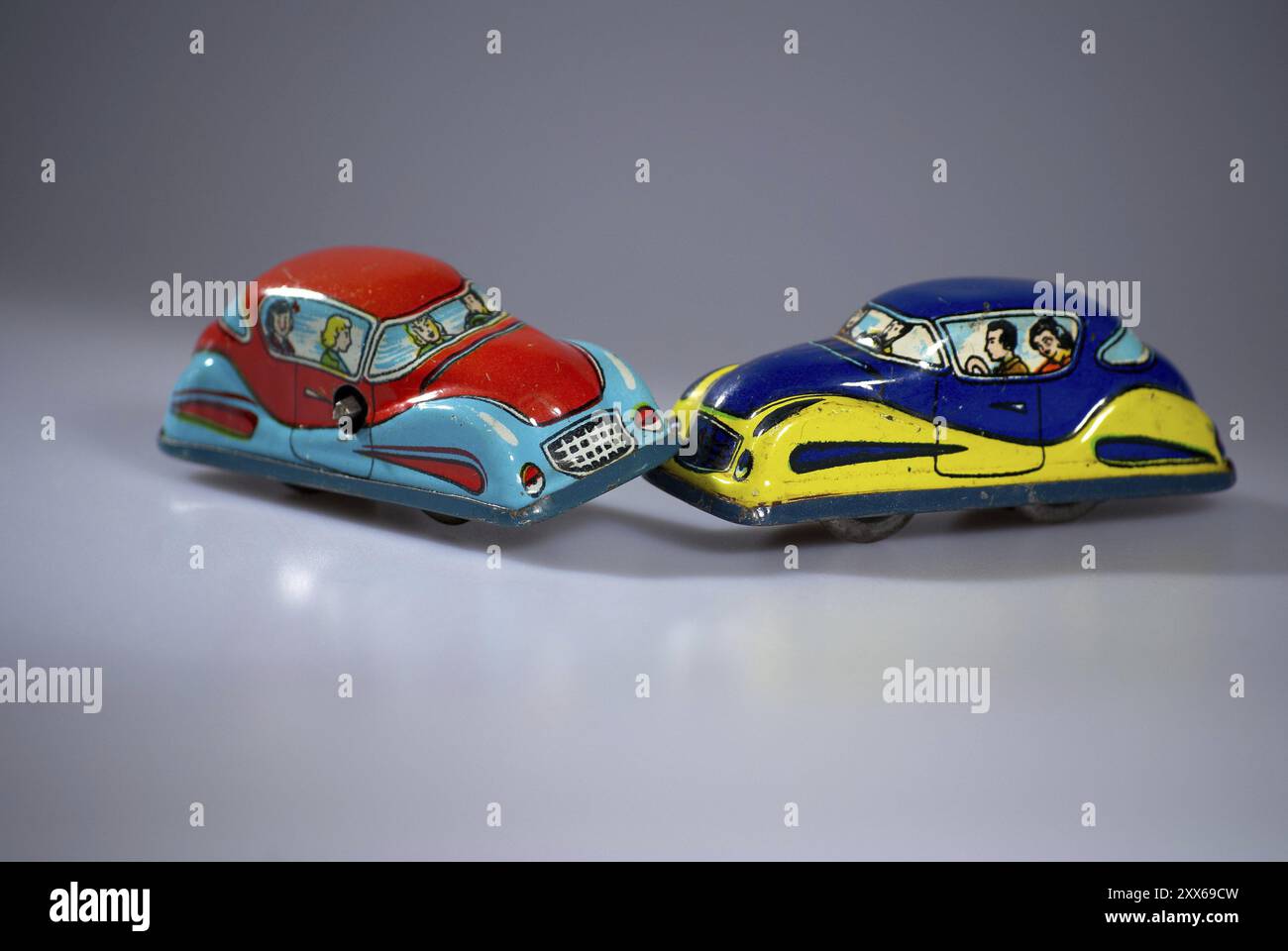 Road traffic, automobile, collision, shown with model cars made of ...