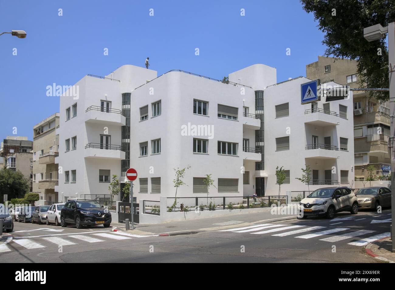 Bauhaus-style residential building on Rothschild Boulevard, part of the ...