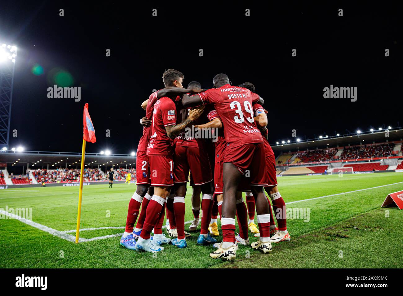 Kanya Fujimoto seen celebrating after scored goal during Liga Portugal ...