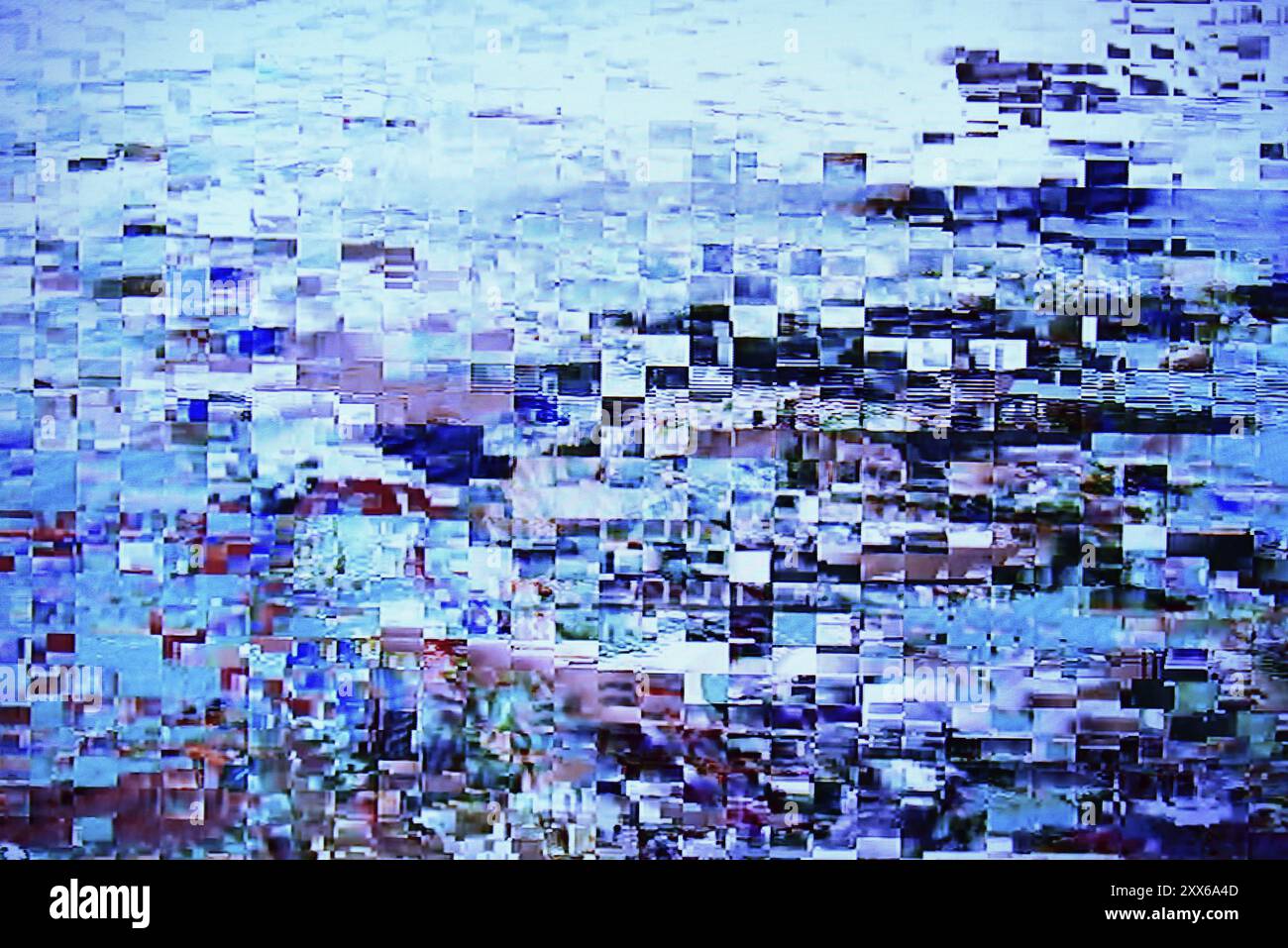 TV picture interference, pixels due to reception interference Stock ...