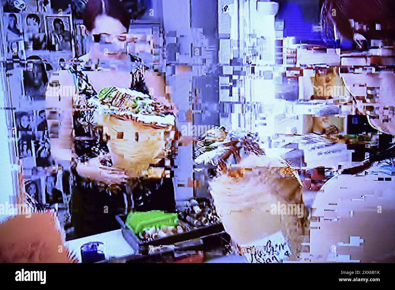 TV picture interference, pixels due to reception interference Stock ...