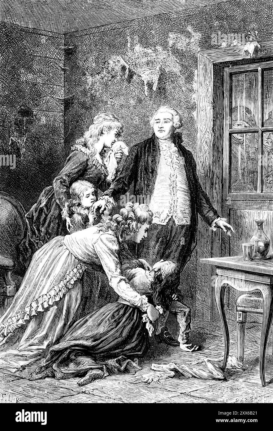 King Louis XVI takes leave of his family, French Revolution, end of ...