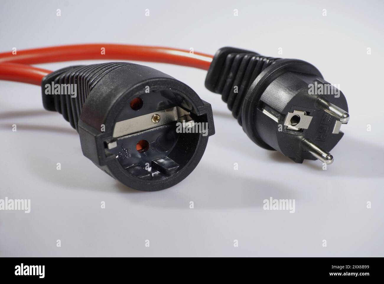 Black Schuko plug and coupling, earthing contact, for 230 V power cables Stock Photo - Alamy