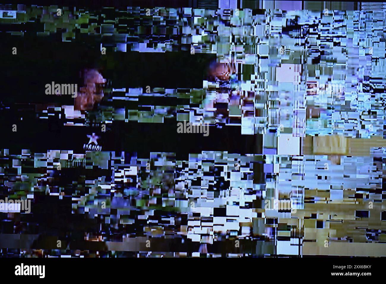 TV picture interference, pixels due to reception interference Stock ...