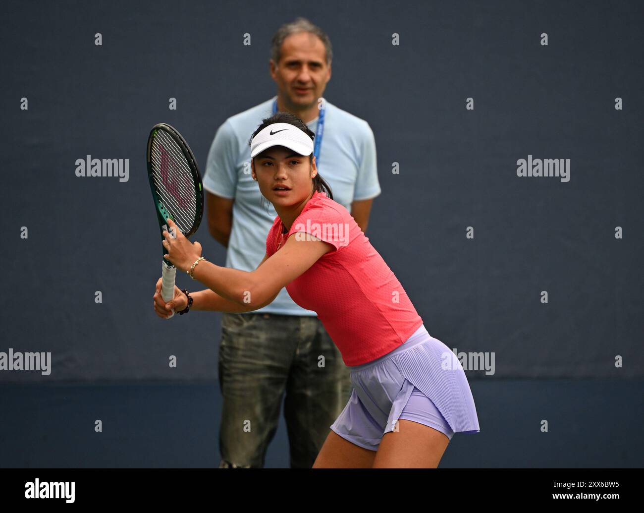 Flushing NY, USA. 22nd Aug, 2024. Emma Raducanu and her father Ion ...