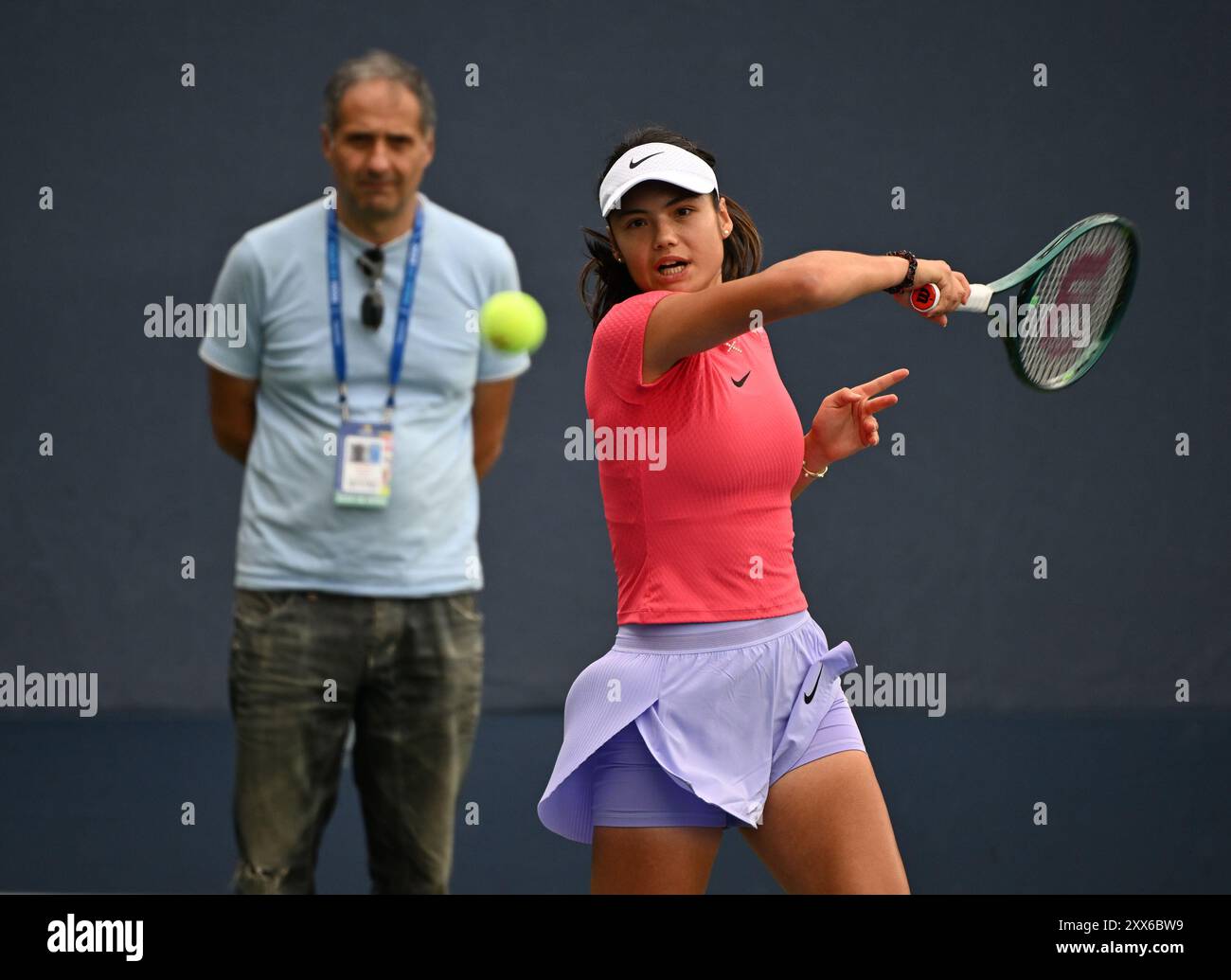 Flushing NY, USA. 22nd Aug, 2024. Emma Raducanu and her father Ion ...