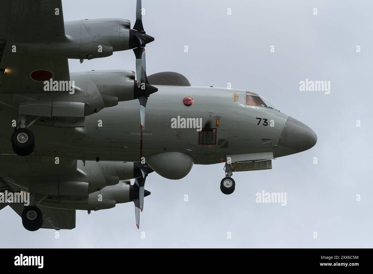 A Lockheed EP3 Orion ELINT signals reconnaissance aircraft with the ...