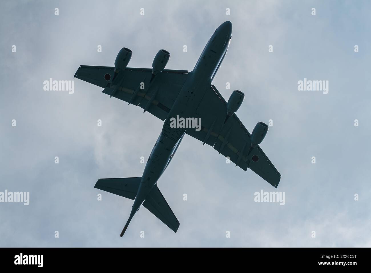 Underside of a Kawasaki P1 Maritime patrol aircraft with the Japanese ...