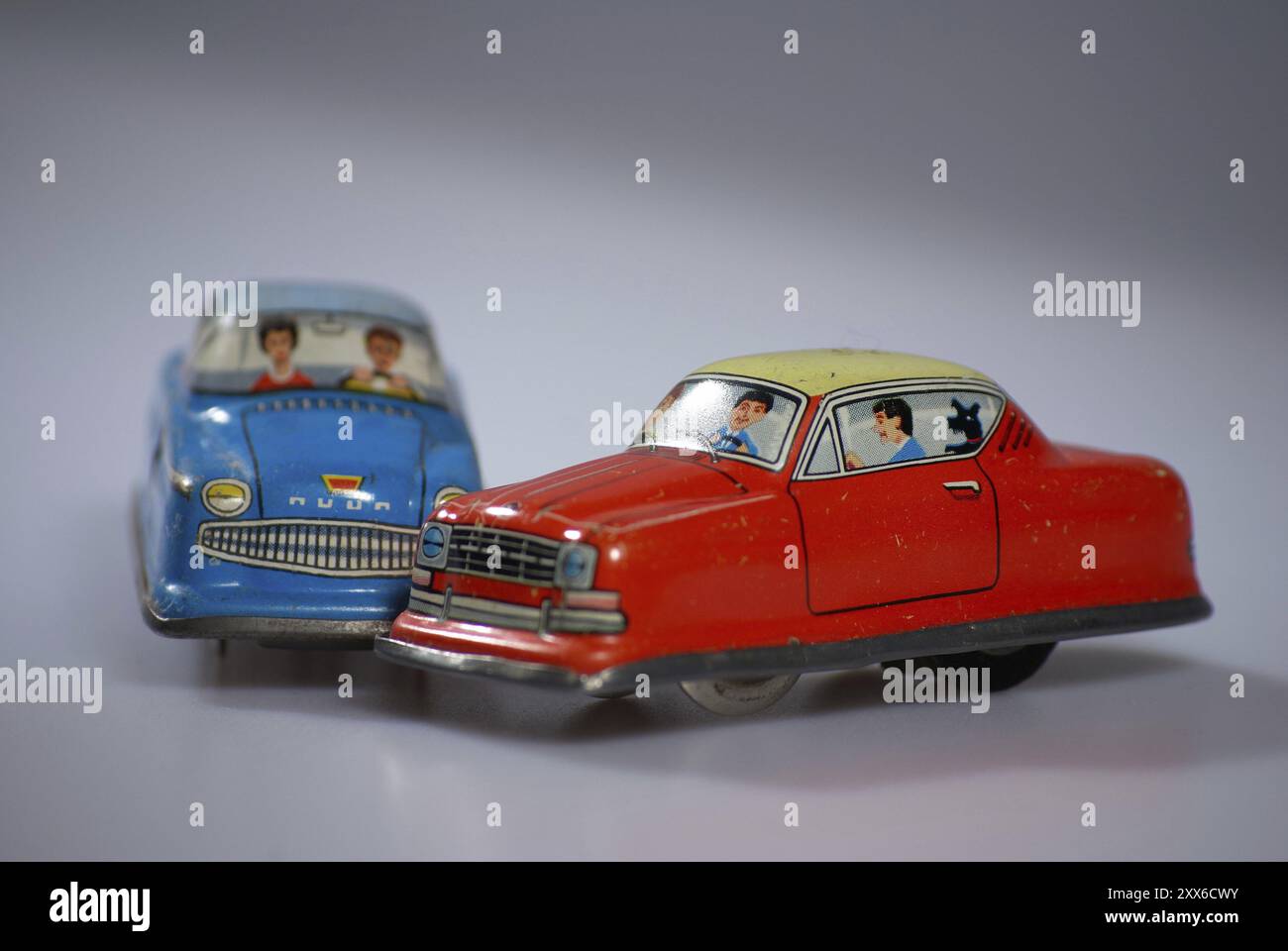 Road traffic, automobile, collision, shown with model cars made of ...