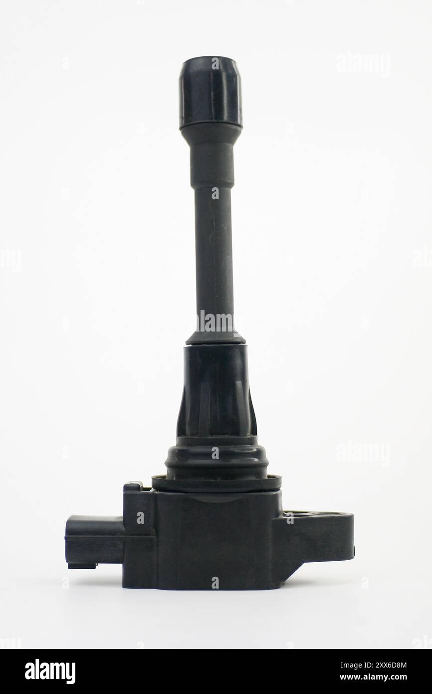 Close up of Ignition Coil auto genuine parts car isolated on white ...