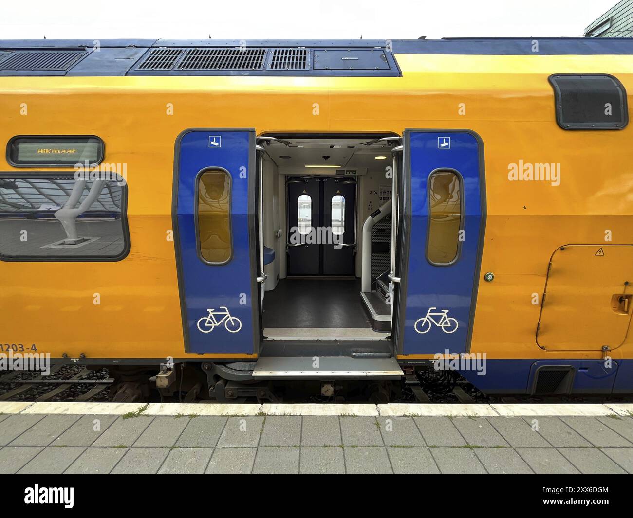 Amsterdam, Netherlands. August 6, 2023. A Dutch train with opened doors ...