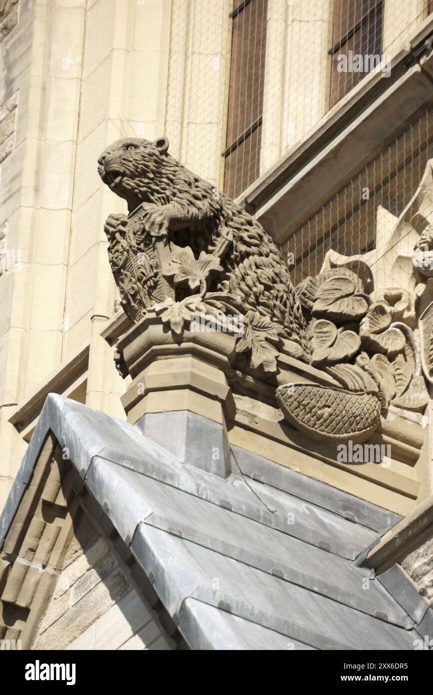 Detail of Canadian Parliament building in Ottawa. Above the entrance ...
