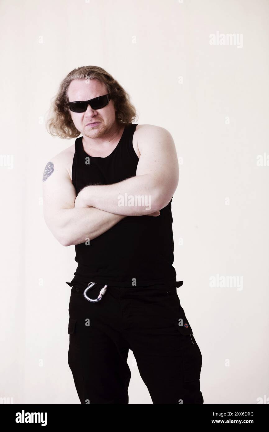 Portrait of rockers, studio recording Stock Photo - Alamy