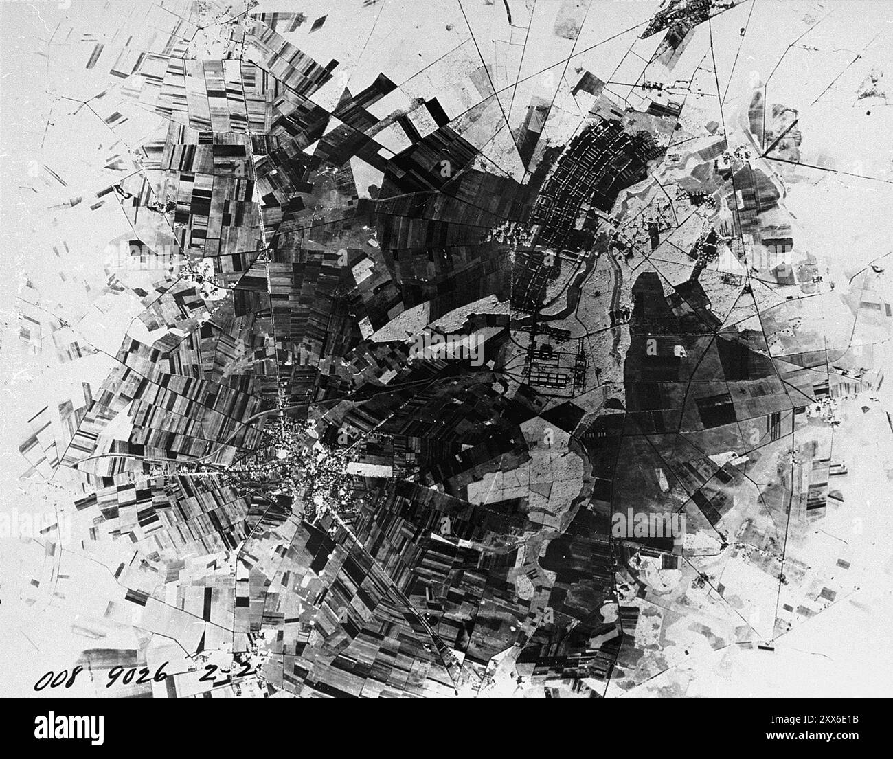 An aerial view of Bergen area, showing the village of Bergen with the ...