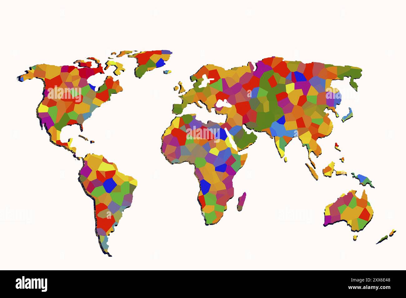 Roughly outlined world map with a colorful background patterns Stock ...