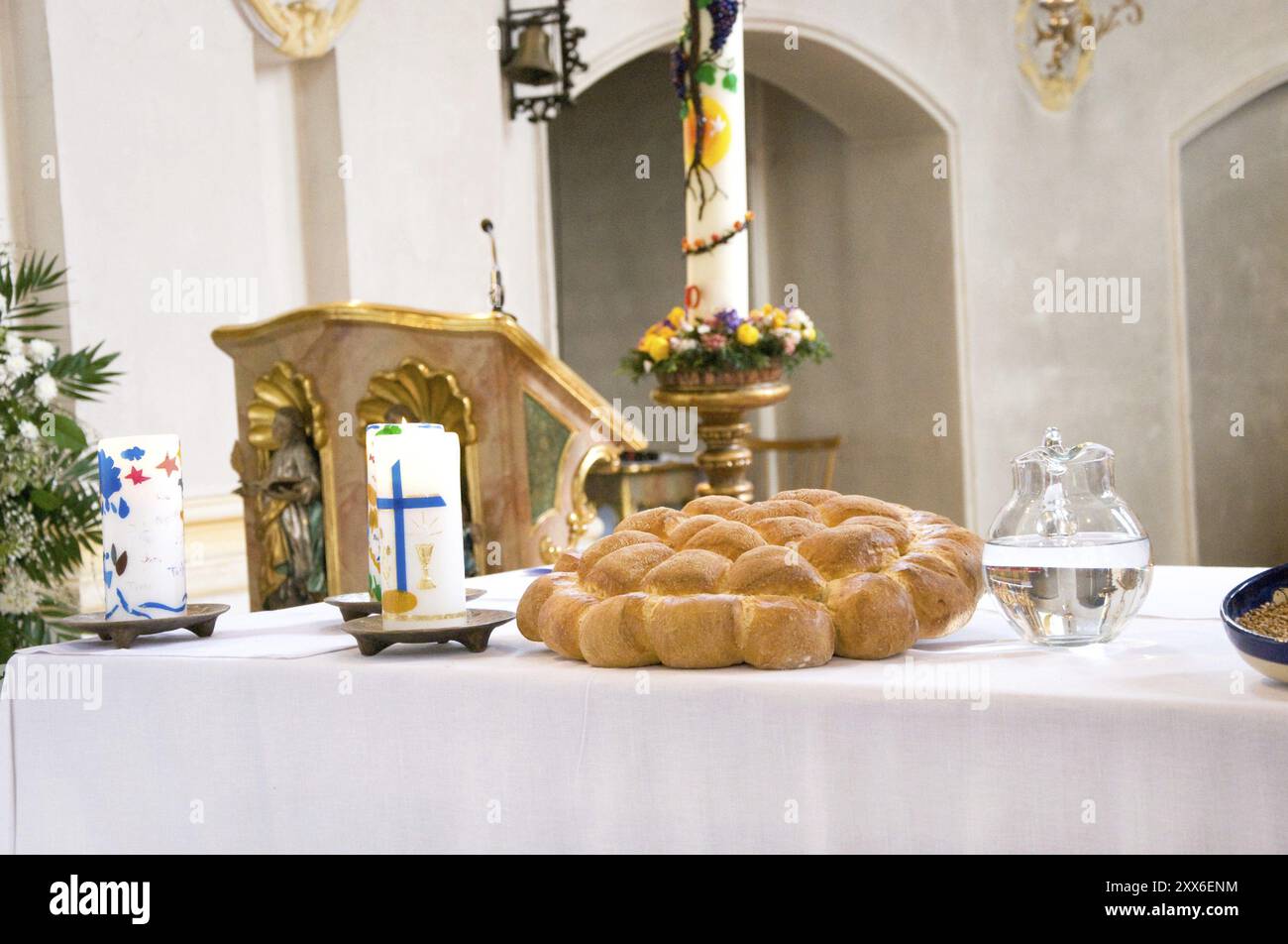 Last supper items on an altar Stock Photo - Alamy