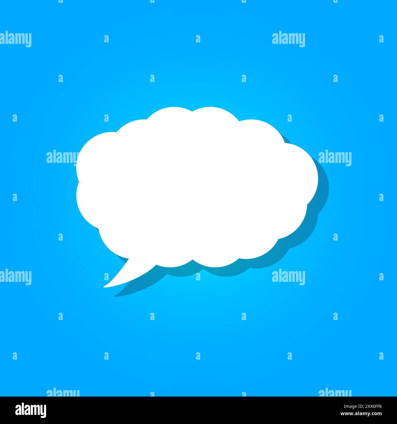 White speech bubble. Blue background focus. Simple chat icon. Vector ...