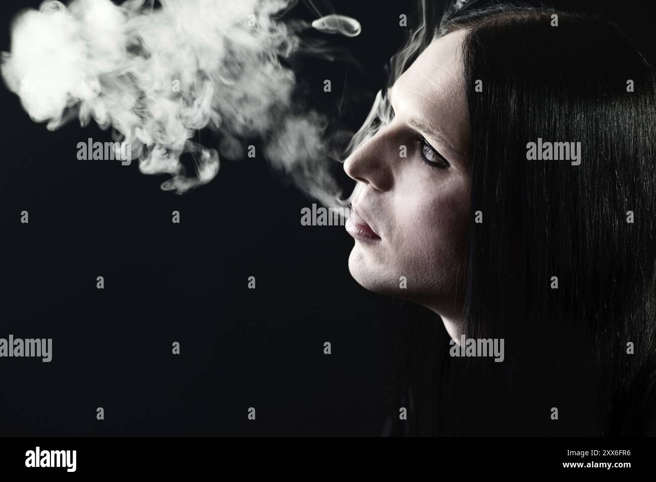 Portrait of a passionate smoker Portrait of a passionate smoker Stock ...