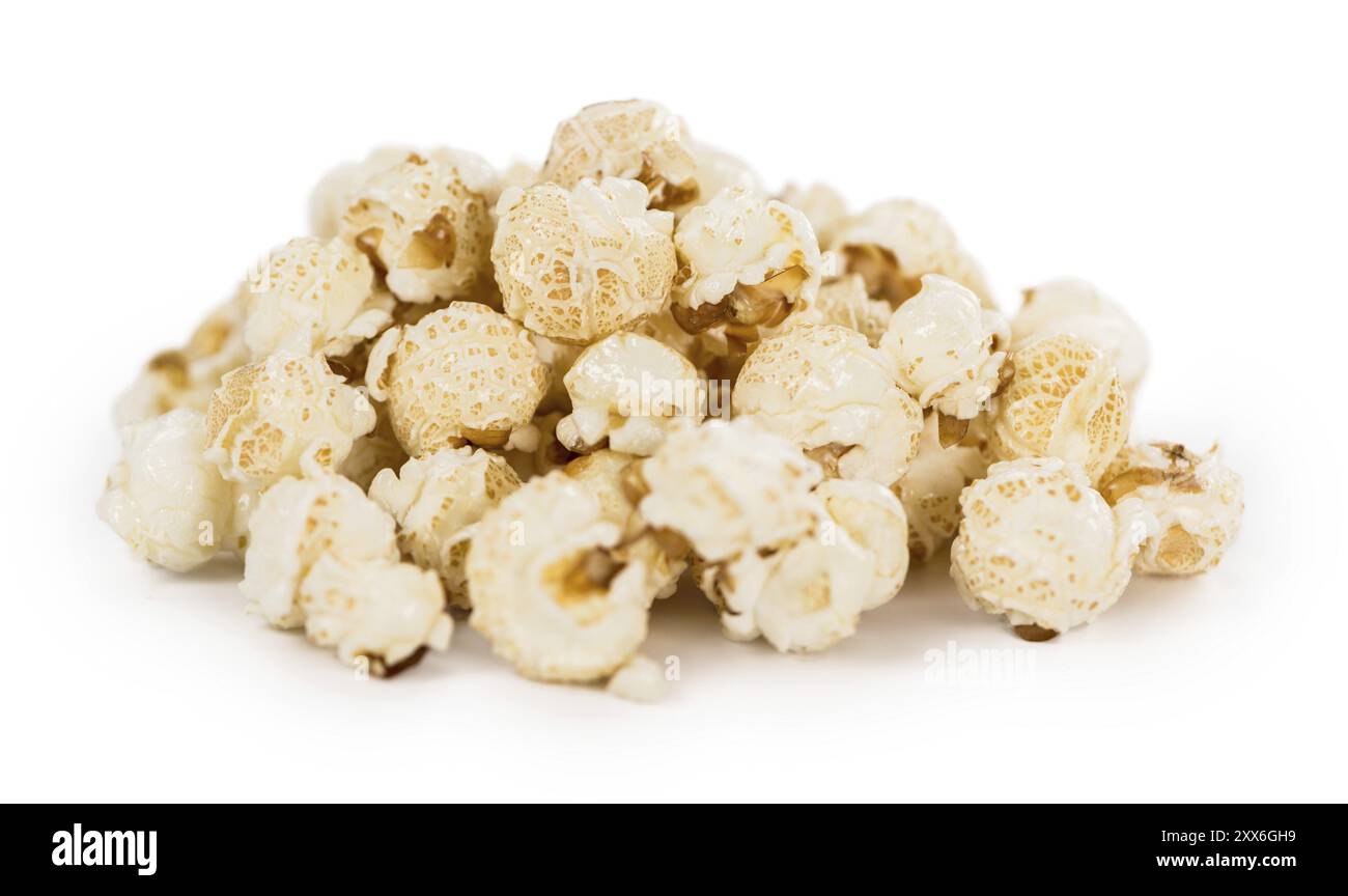 Portion of Popcorn as detailed close-up shot isolated on white ...