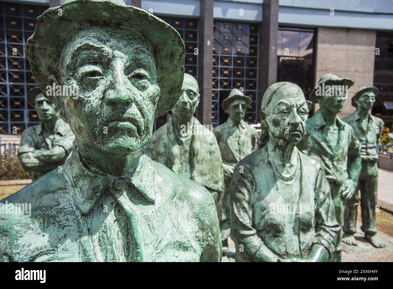 Statues in front of the National Bank in San Jose Costa Rica Stock ...