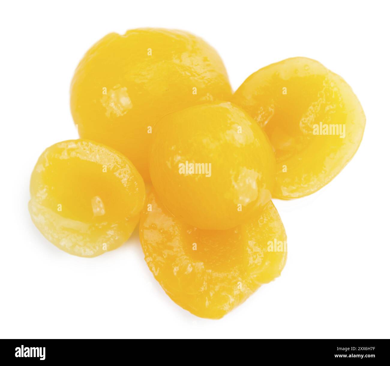 Portion of fresh made Pickled Apricots isolated on white background ...