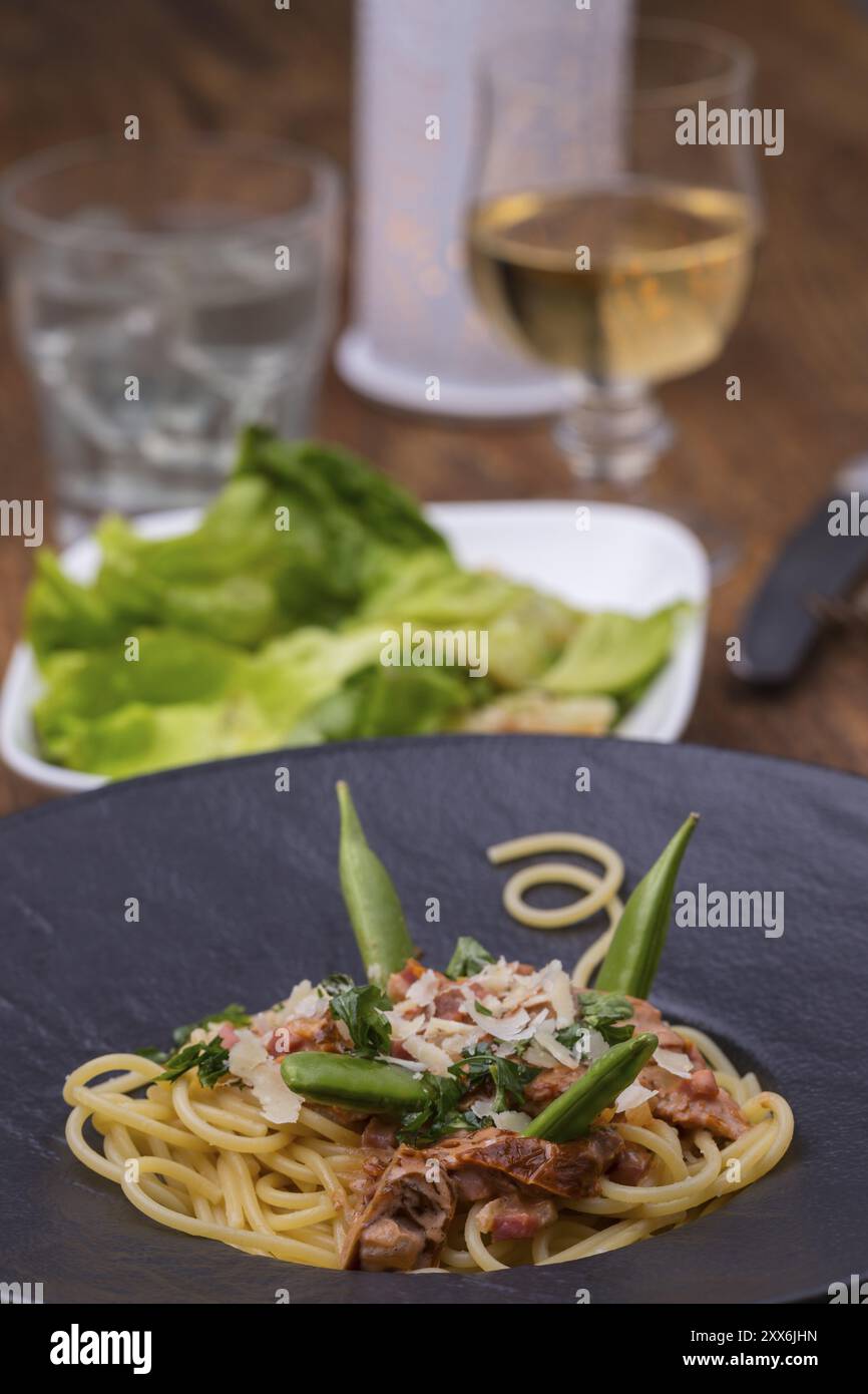 Italian tagliatella pasta with tomato sauce Stock Photo - Alamy