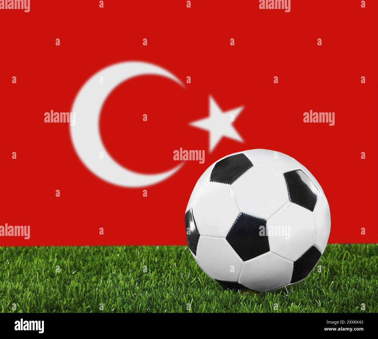 The Turkish flag and soccer ball on the green grass Stock Photo - Alamy