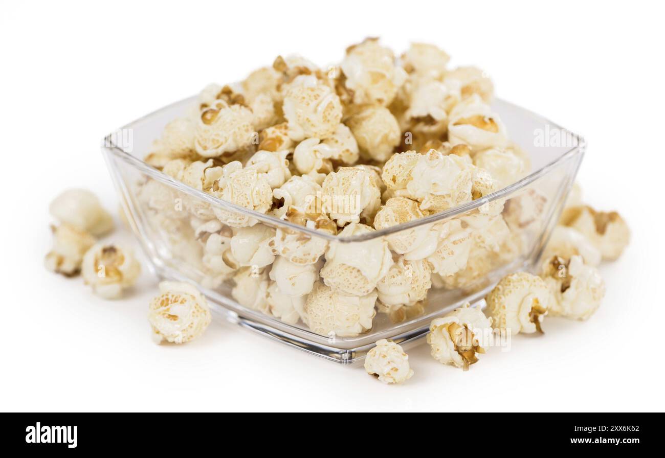 Portion of Popcorn as detailed close-up shot isolated on white ...