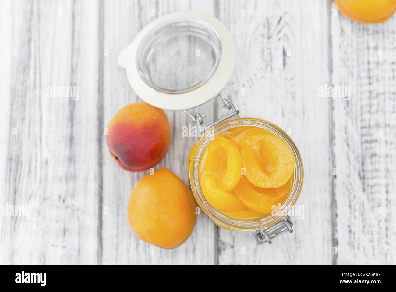 Pickled Apricots on a vintage background as detailed close-up shot ...