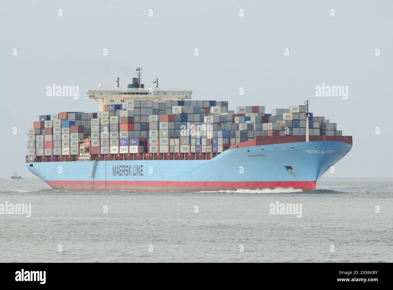 Container ship Adrian Maersk inbound on 29.07.2009 off Cuxhaven IMO ...