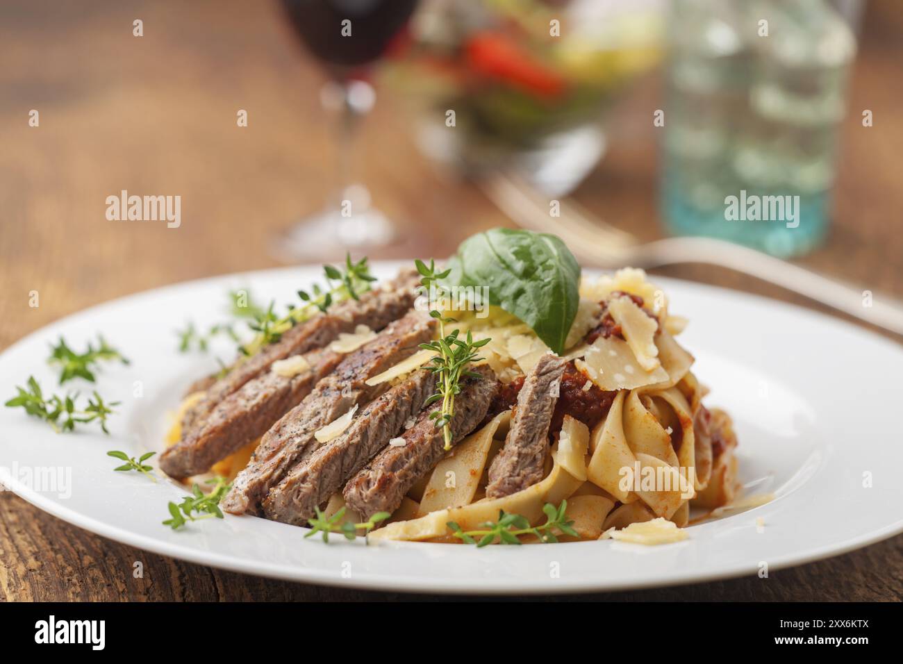 Beef on pasta Stock Photo - Alamy