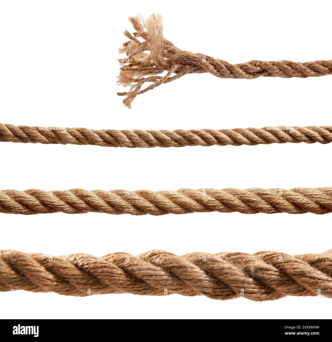 Ropes of different thickness isolated on white, set Stock Photo - Alamy