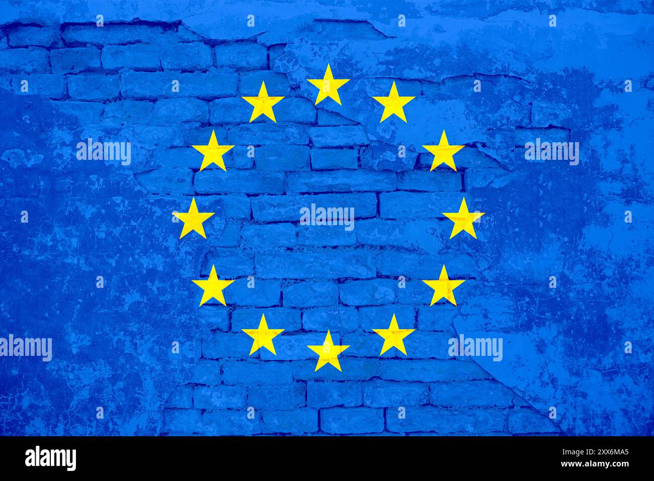 Flag of European Union on old brick wall Stock Photo - Alamy