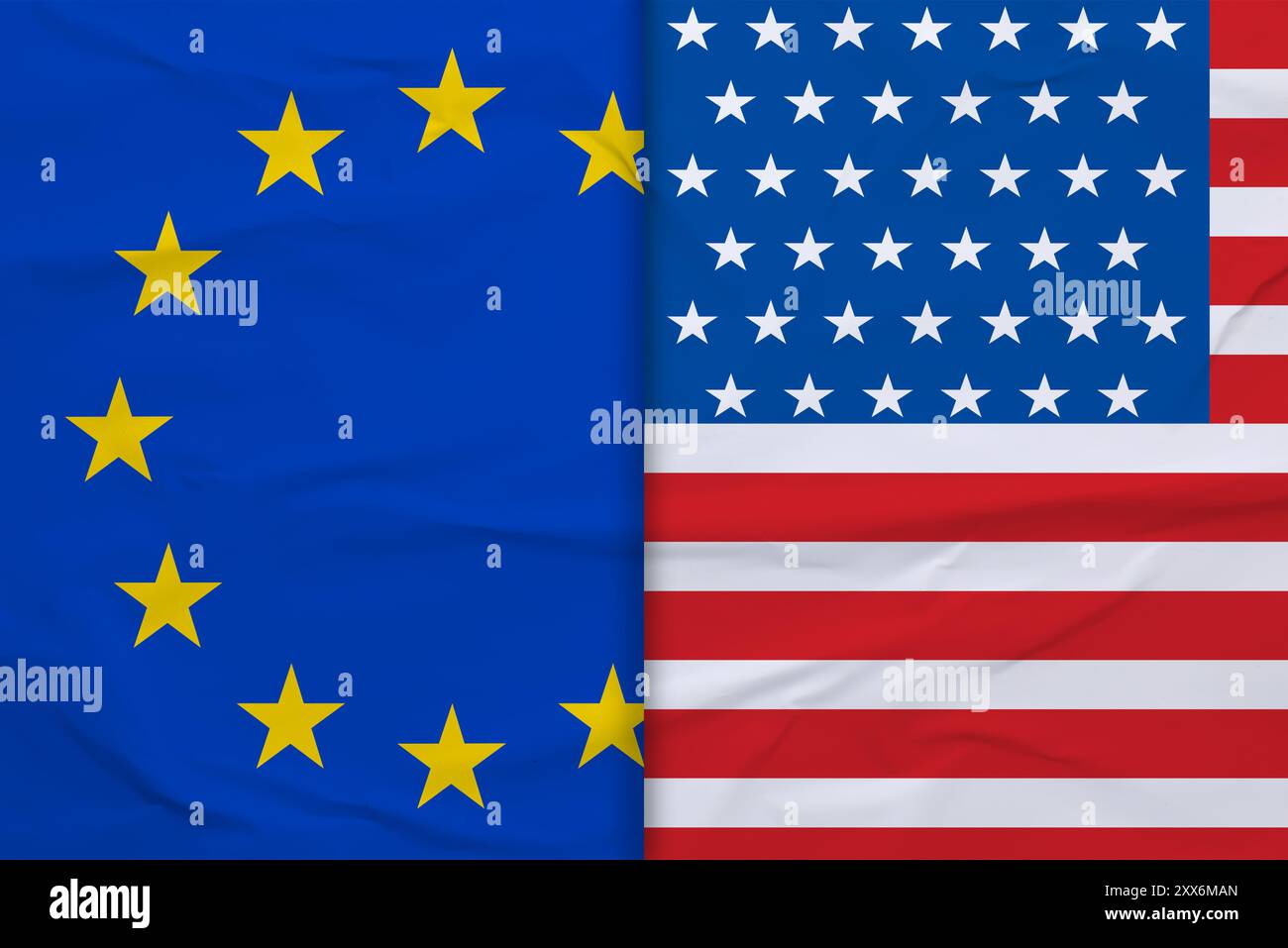 Flags of European Union and USA, top view Stock Photo - Alamy