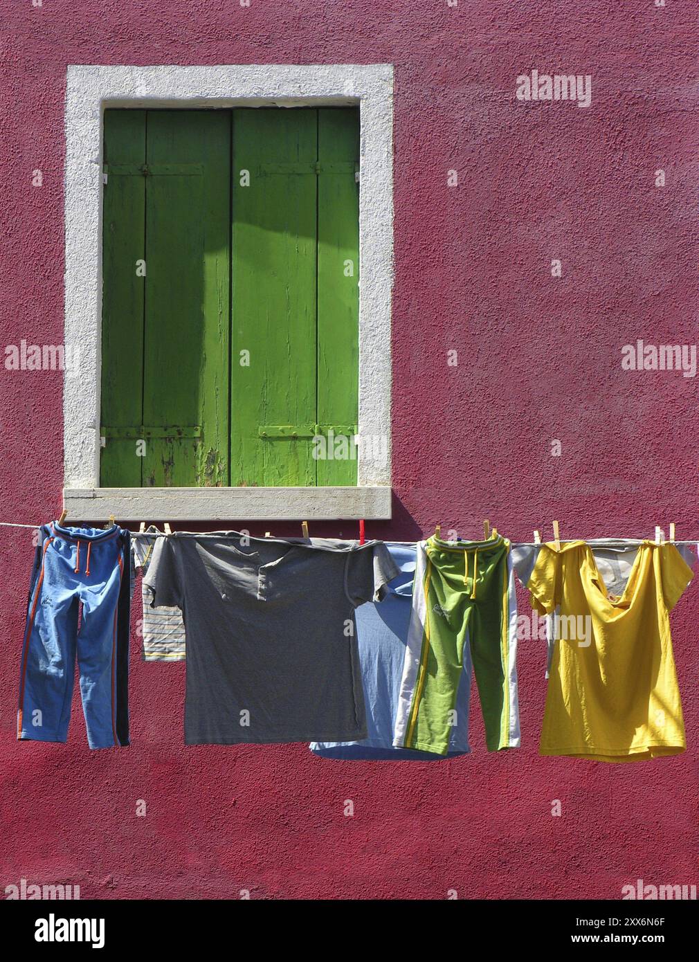 Window with washing line Stock Photo - Alamy
