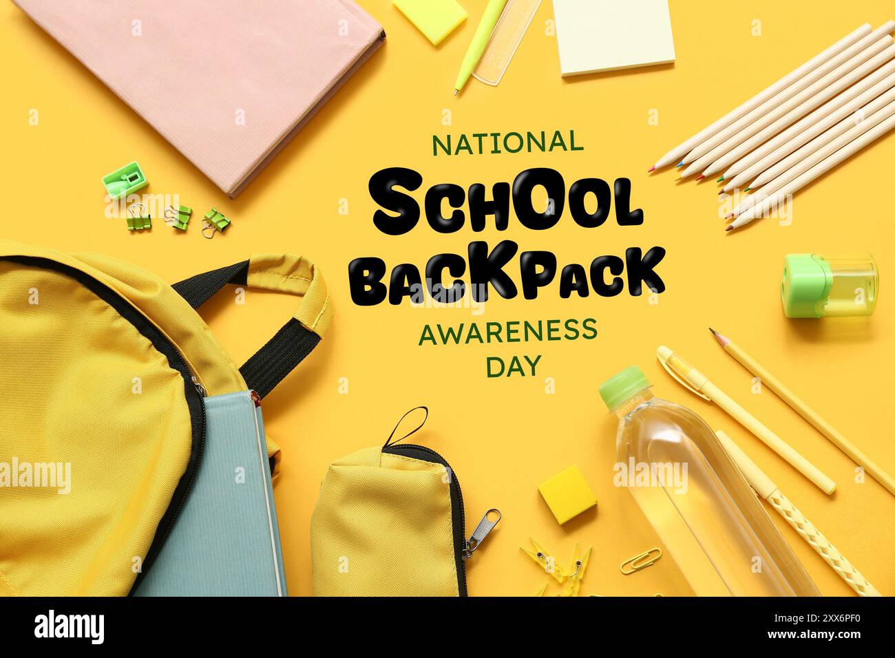 Back school poster schoolbag hi-res stock photography and images - Alamy
