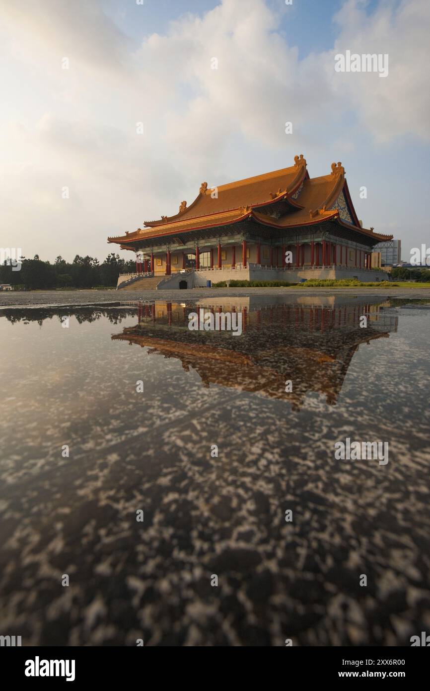 A water reflection of the National Concert Hall in Liberty Square of ...
