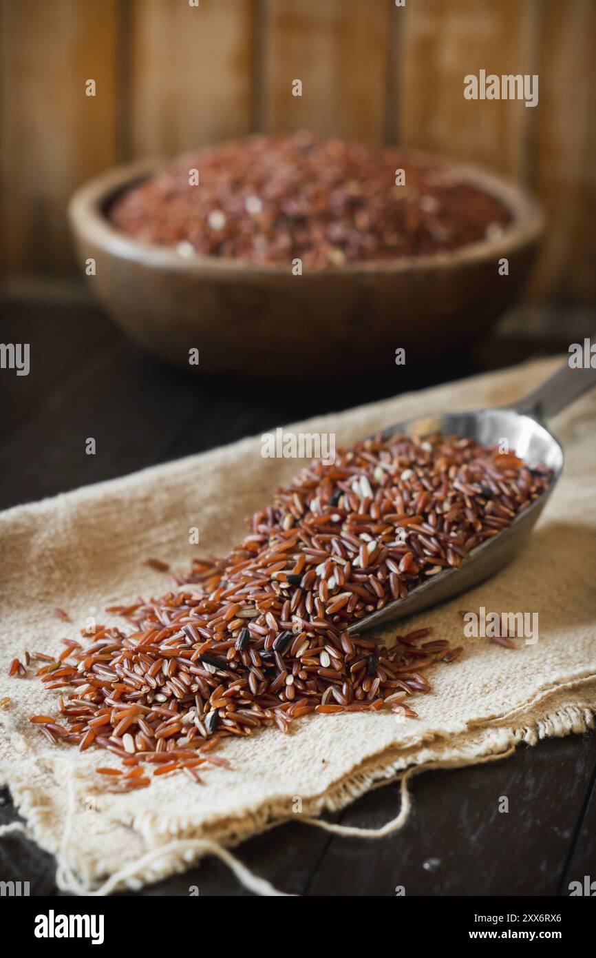 Brown rice (jasmine rice) healthy food of thailand Stock Photo - Alamy