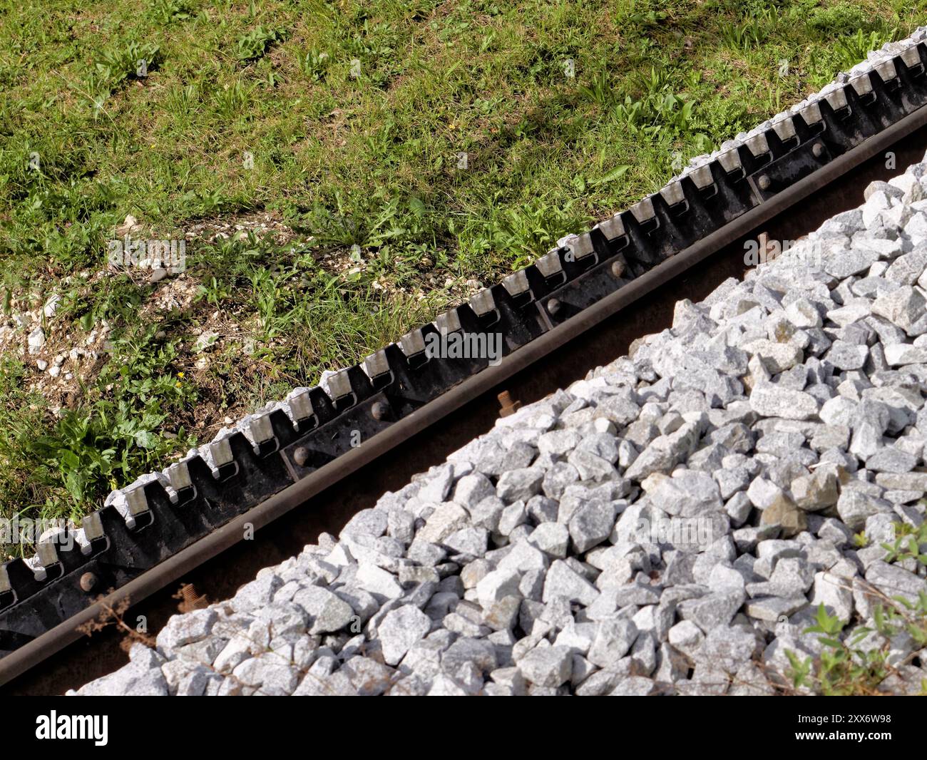 Riggenbach rack railway system Stock Photo - Alamy
