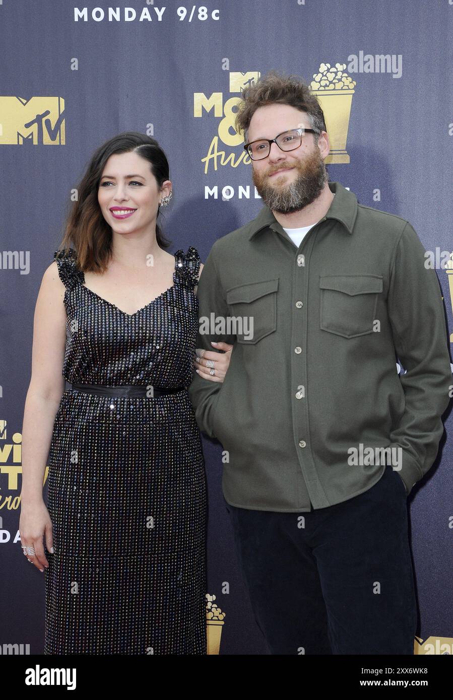Seth Rogen and Lauren Miller at the 2018 MTV Movie And TV Awards held ...
