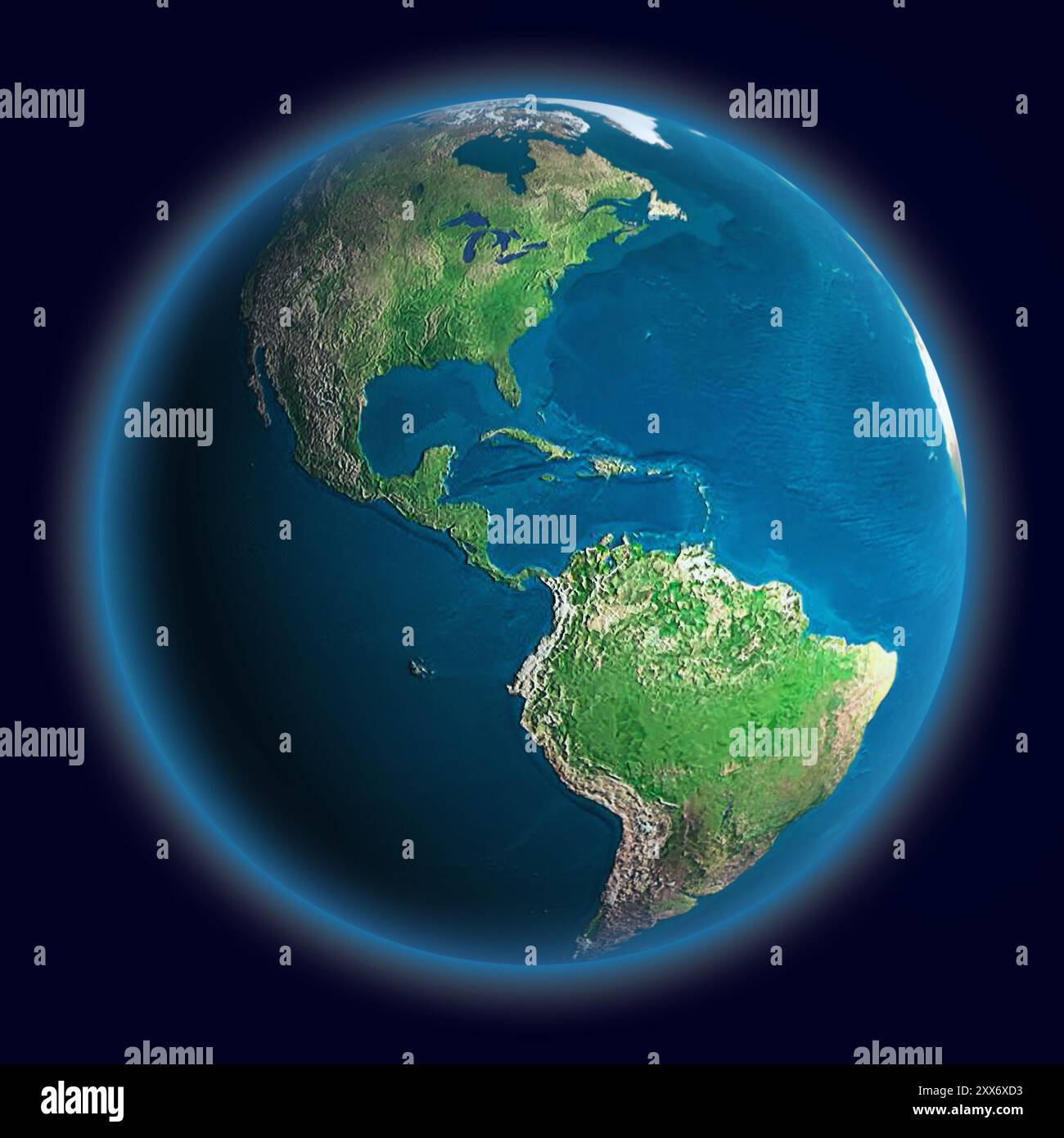 3D Illustration of The Earth North America South America continents of ...