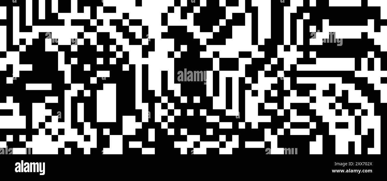 Pixelated curved wavy texture. Black and white dithered bent lines ...