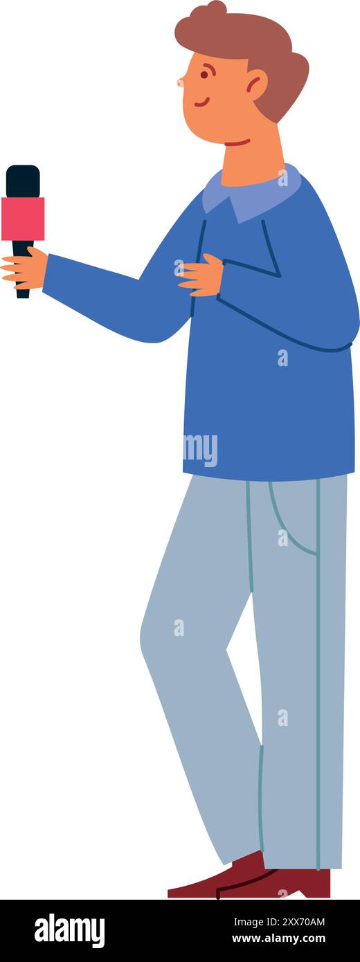 male journalist with a microphone Stock Vector Image & Art - Alamy