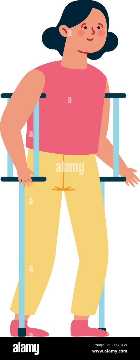 cartoon patient woman on crutches isolated Stock Vector Image & Art - Alamy